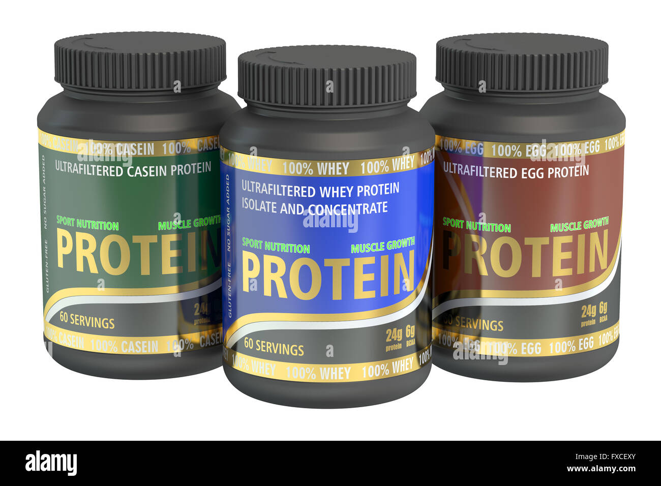 Protein jars, 3D rendering isolated on white background Stock Photo - Alamy