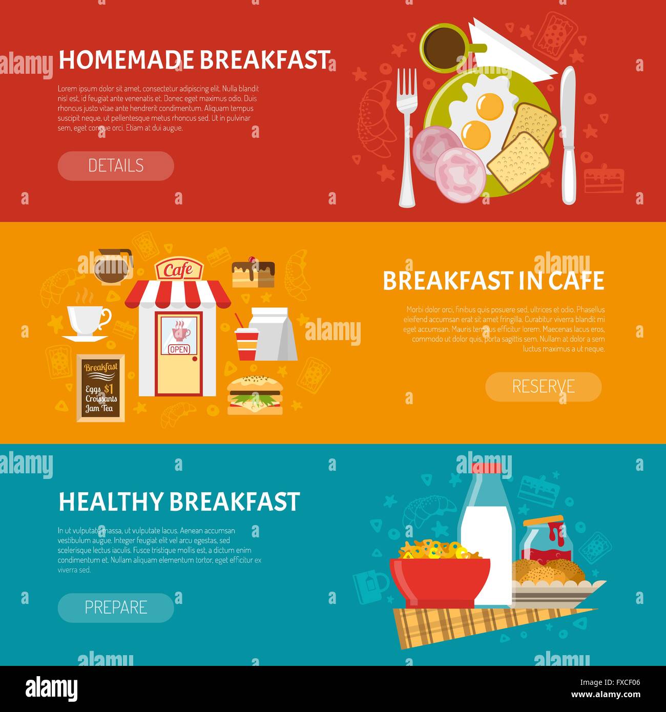 Breakfast Banners Set Stock Vector Image & Art - Alamy