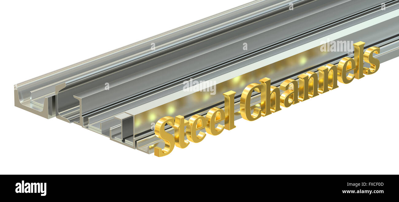 steel channels, 3D rendering isolated on white background Stock Photo ...