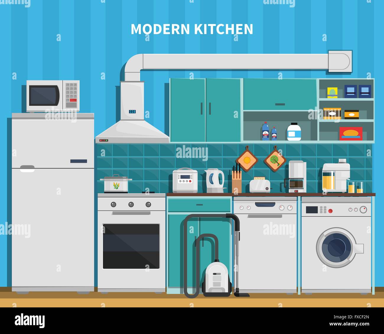 Kitchen appliances on shelf Stock Vector Images - Alamy