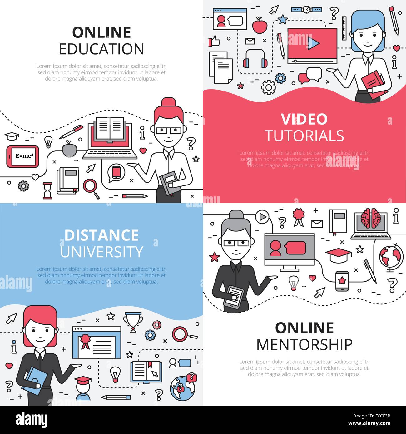 Online Education Design Concept Set Stock Vector Image & Art - Alamy
