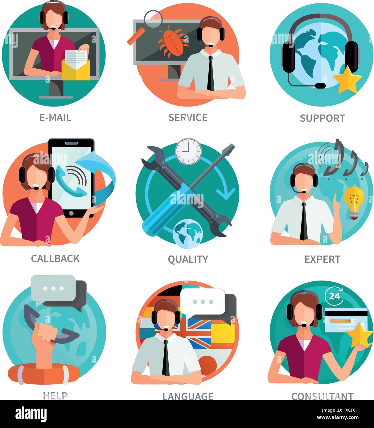 Customer Support Design Emblems Set Stock Vector Image & Art - Alamy