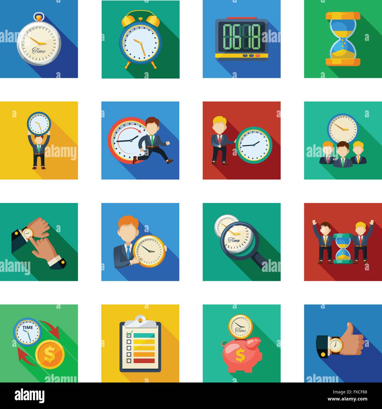 Time Management Flat Shadow Icons Set Stock Vector Image & Art - Alamy