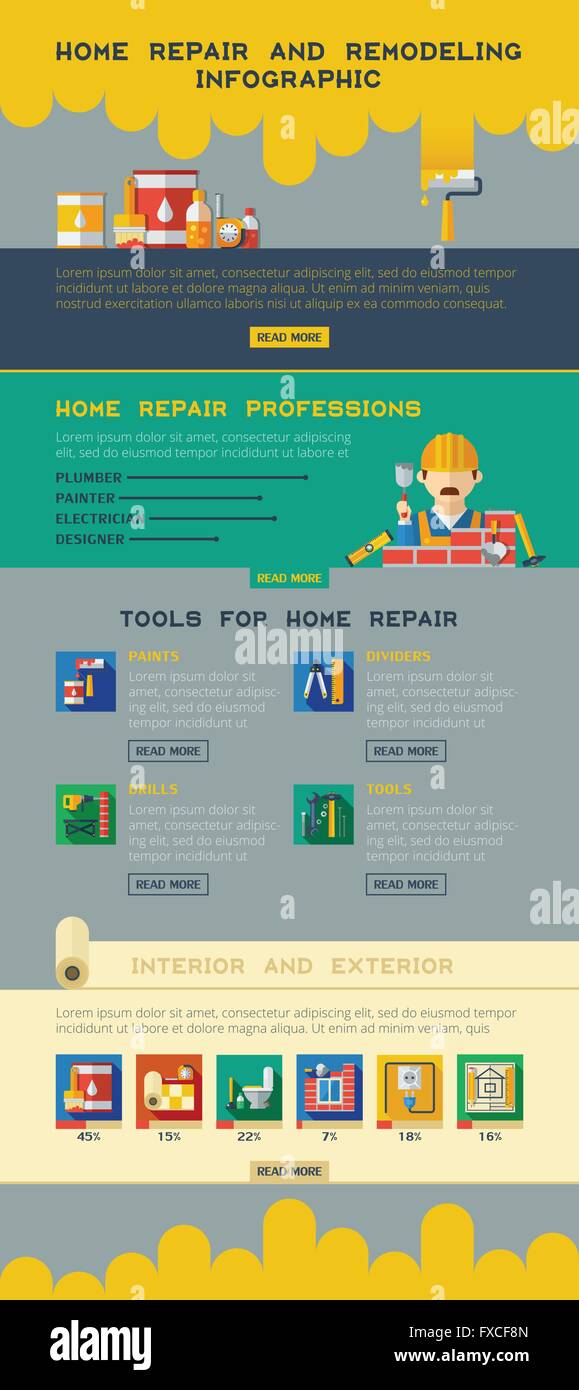 Home Repair Remodeling Renovation Service Infographics Stock Vector ...