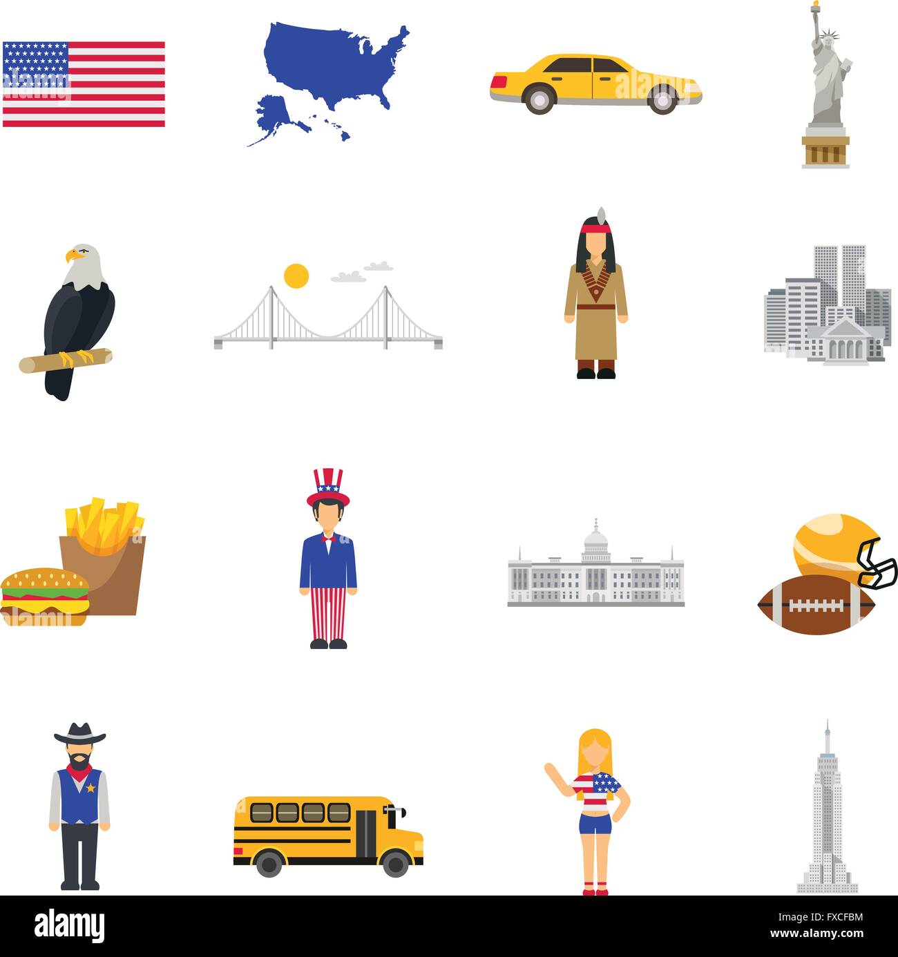 Culture Symbols USA Flat Icons Set Stock Vector Image & Art - Alamy