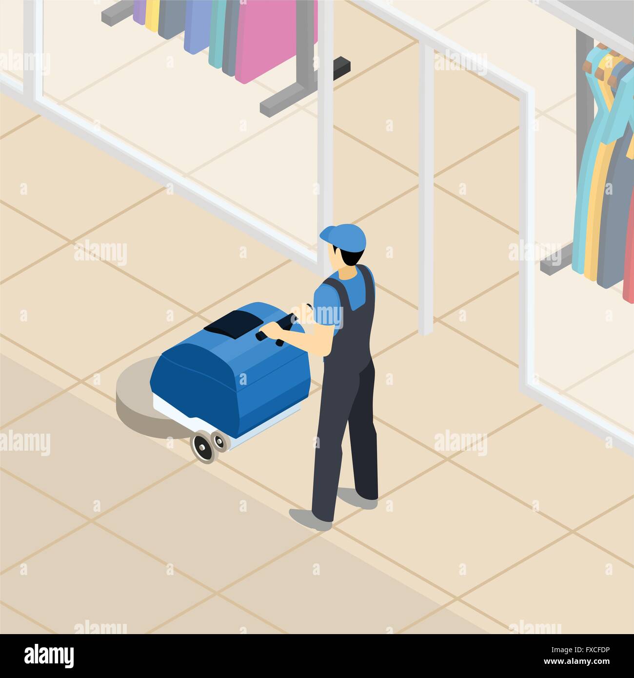 Professional cleaner work isometric hi-res stock photography and images ...