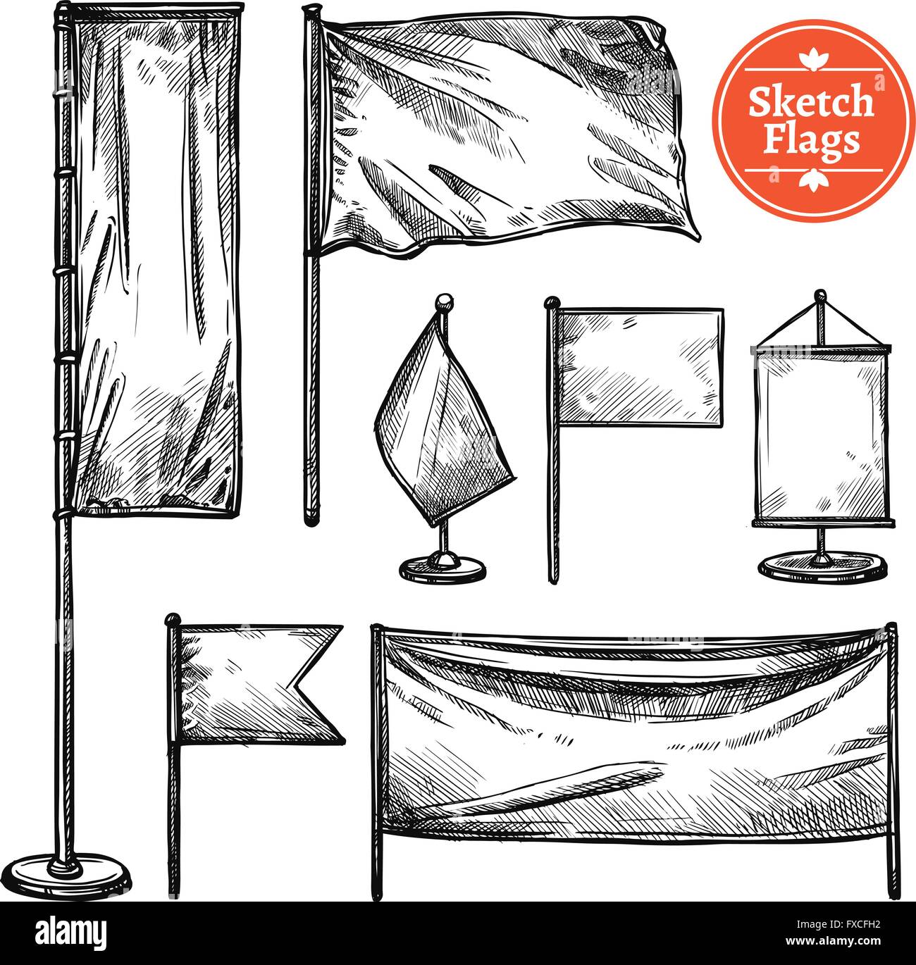 Hand Drawn Sketch Flags Set Stock Vector Image & Art - Alamy