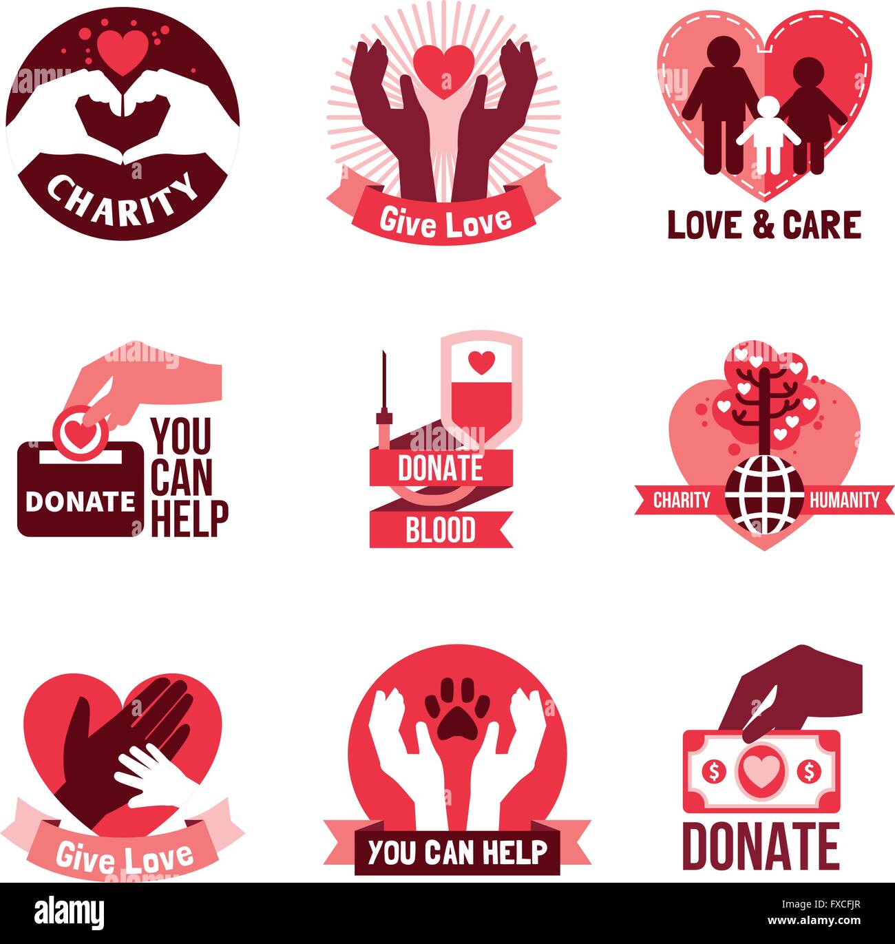 Charity Logo Emblems Set Stock Vector Image & Art - Alamy