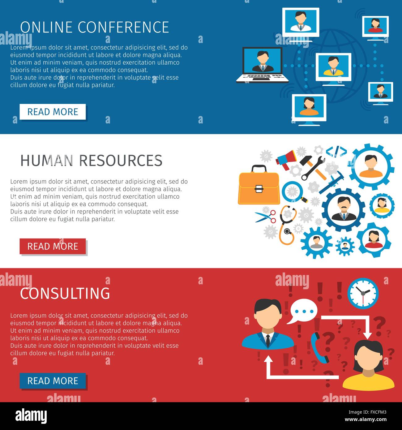 Human Resources Management Flat Banners Set Stock Vector Image & Art ...