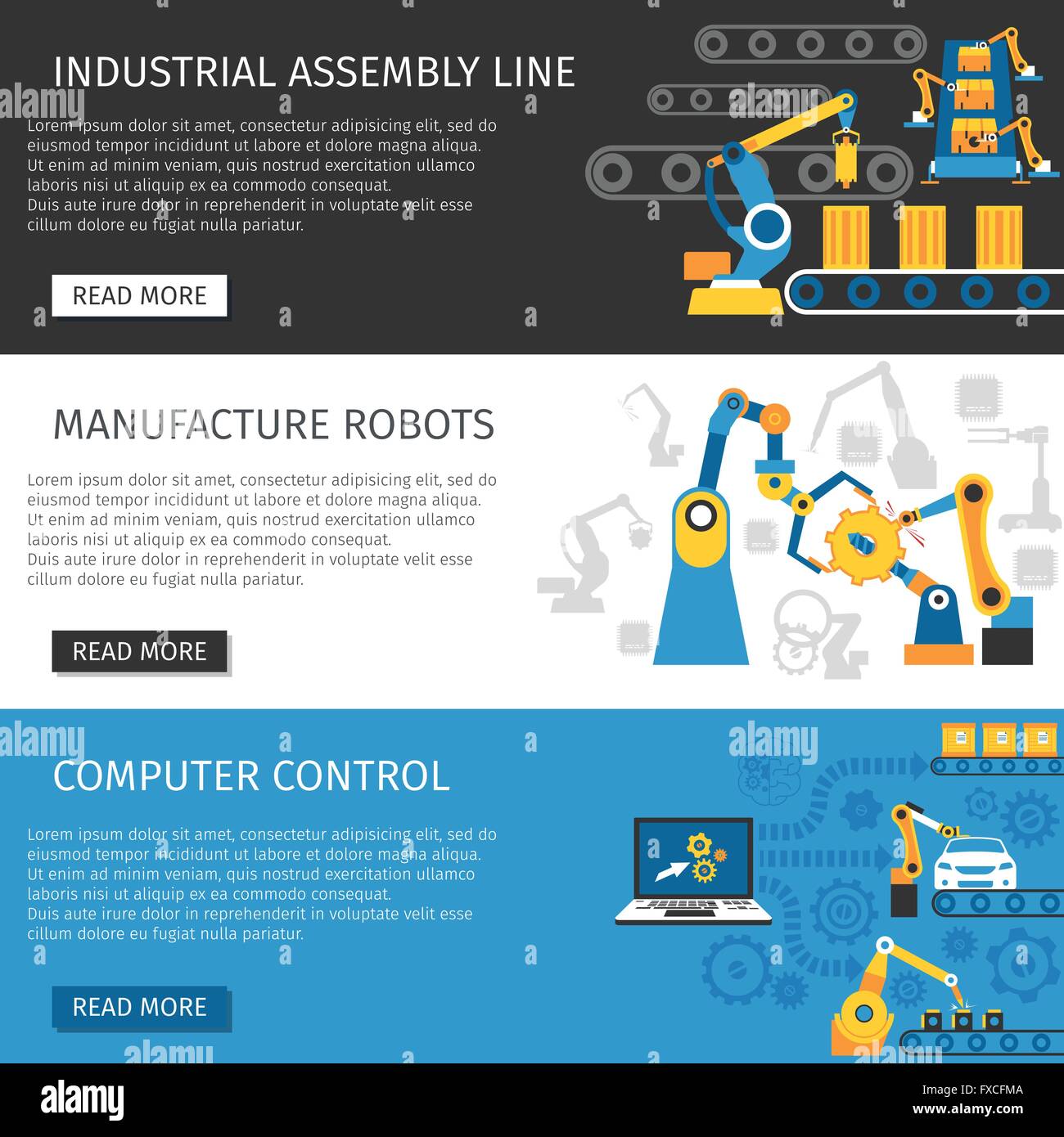 Industrial Assembly Line Flat Banners Set Stock Vector Image & Art - Alamy