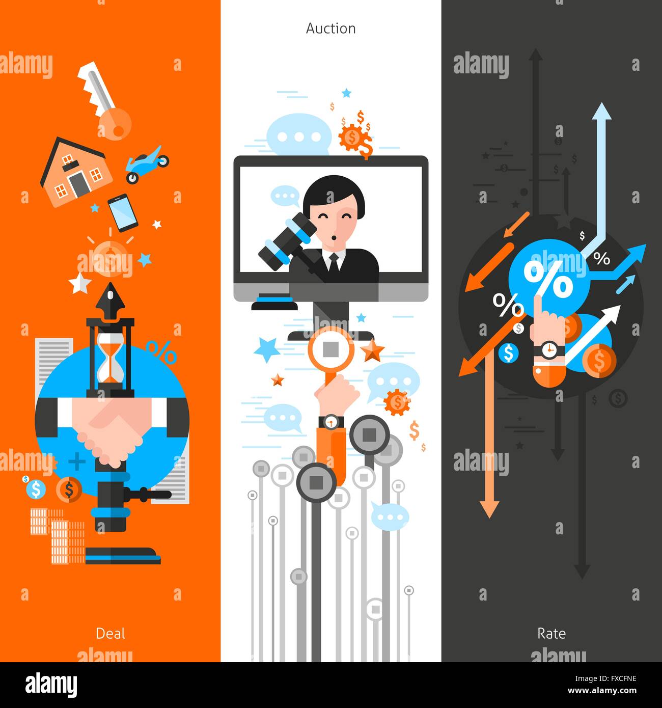 Three Vertical Auction Banners Stock Vector Image & Art - Alamy