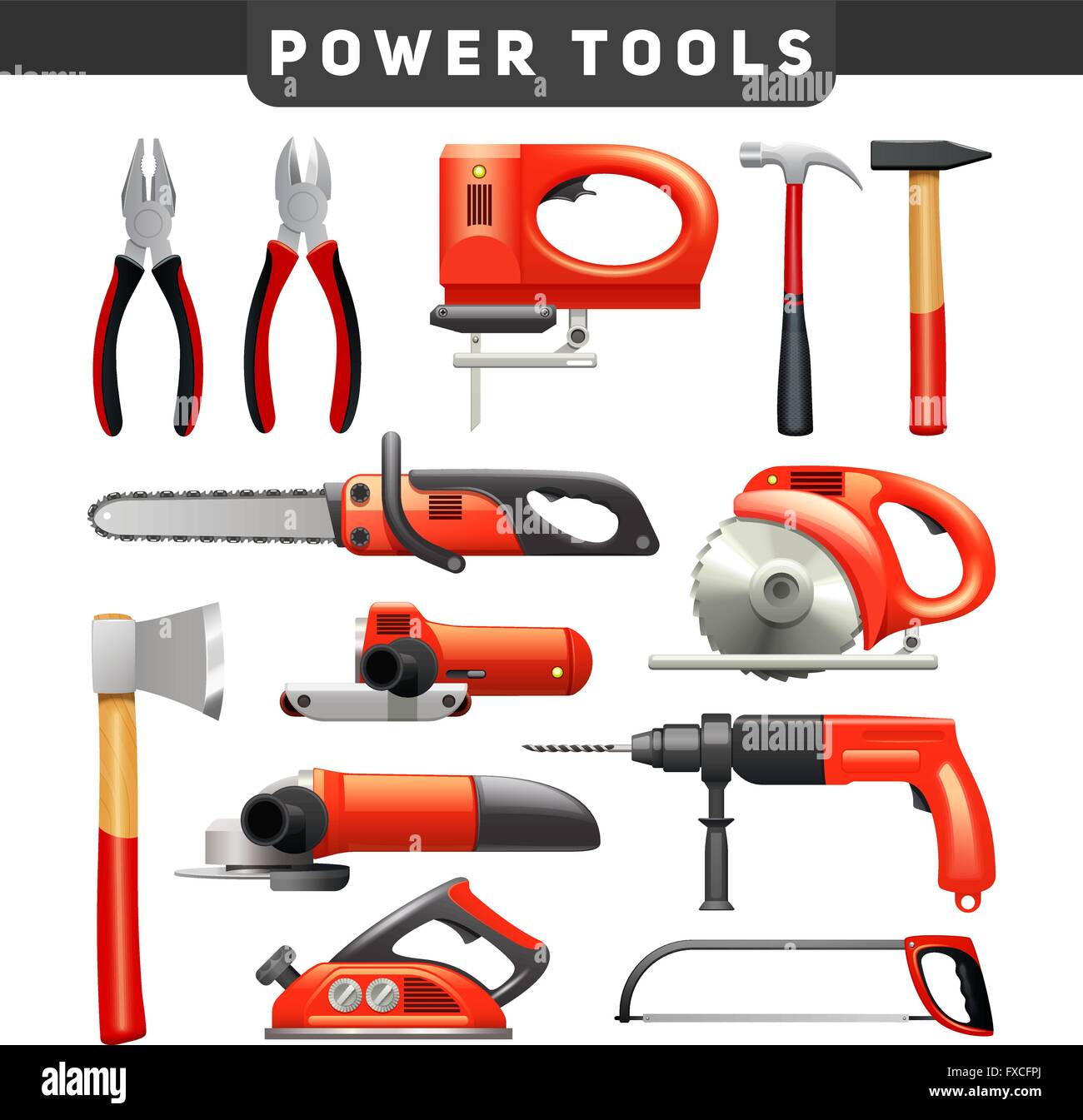 Power Tools Red Black Pictograms Collection Stock Vector Image & Art ...