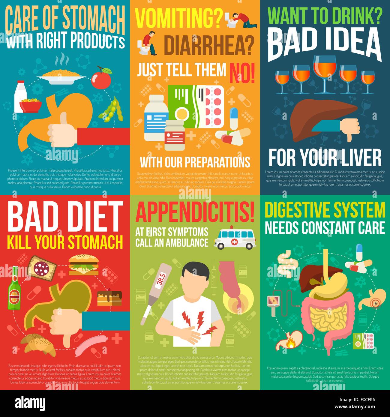 Digestion Posters Set Stock Vector Image & Art - Alamy