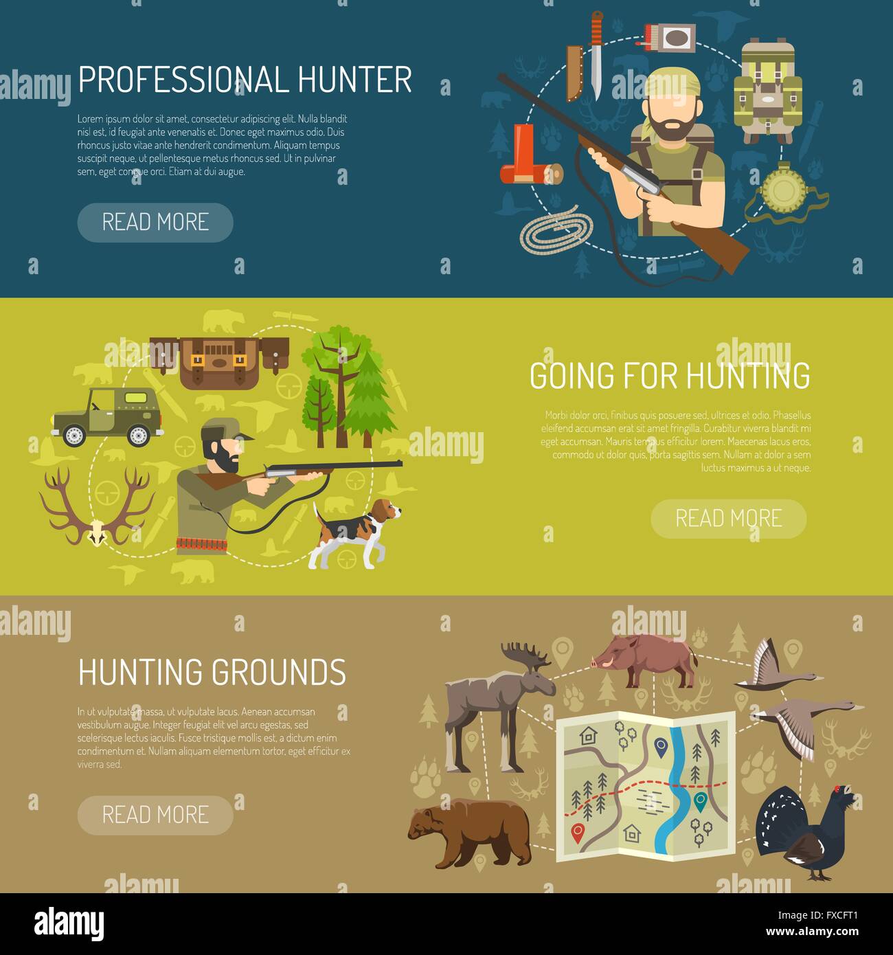 Hunting Horizontal Banners Collection Stock Vector Image & Art - Alamy