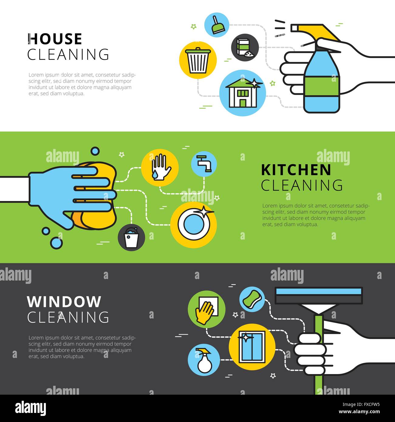 Kitchen cleaning items Stock Vector Images - Alamy