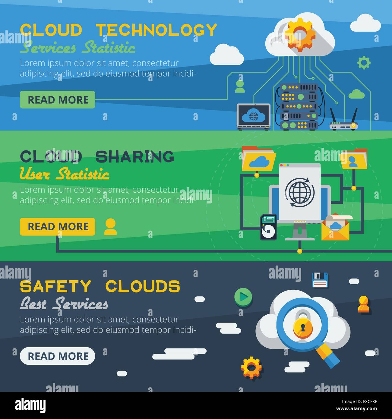 Three Cloud Service Banners Stock Vector Image & Art - Alamy
