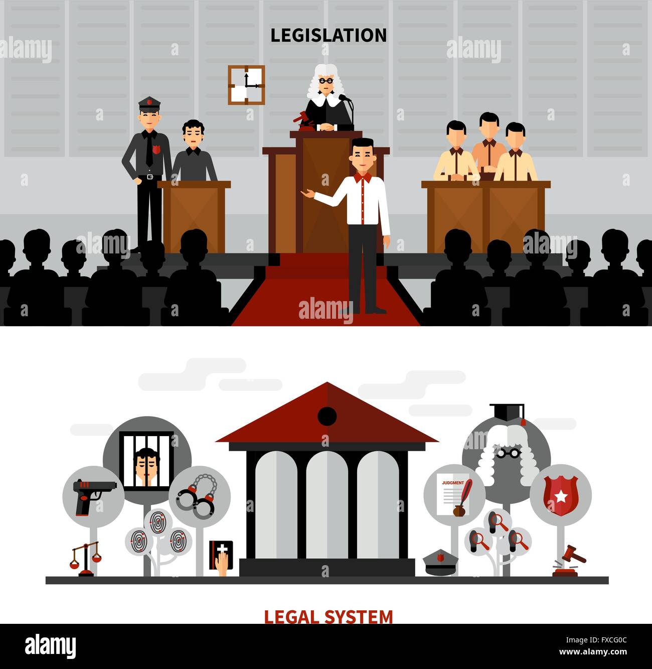 Legislation Law 2 Flat Banners Composition Stock Vector Image & Art - Alamy