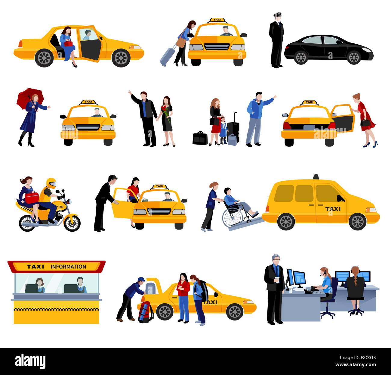 Set Of Taxi Service Icons Stock Vector Image & Art - Alamy