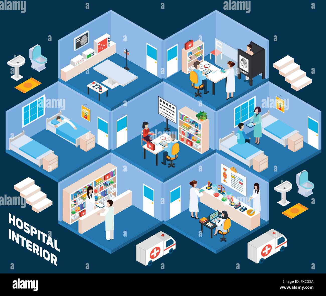 Hospital isometric interior Stock Vector Image & Art - Alamy