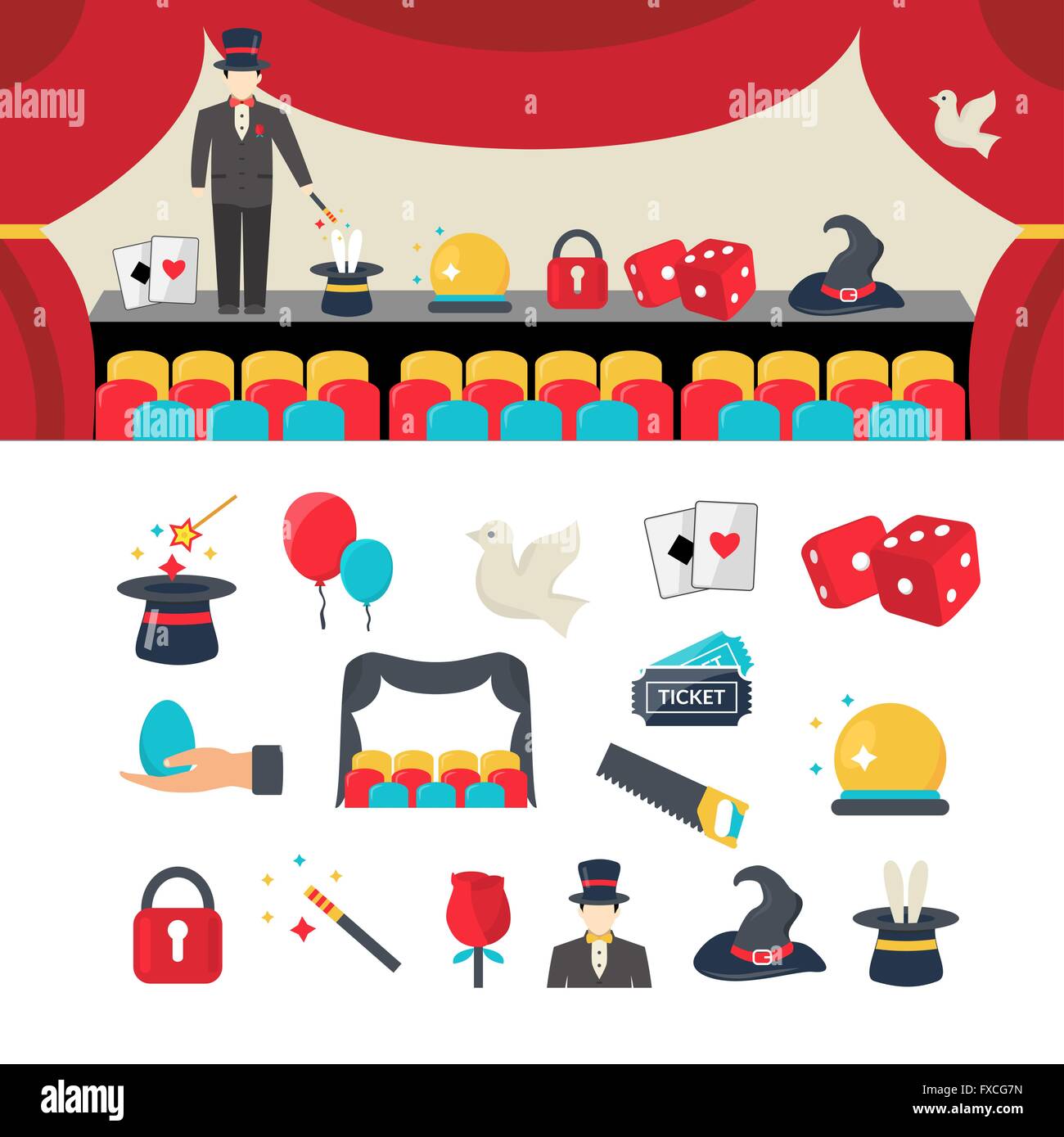 Magician icons set Stock Vector Image & Art - Alamy