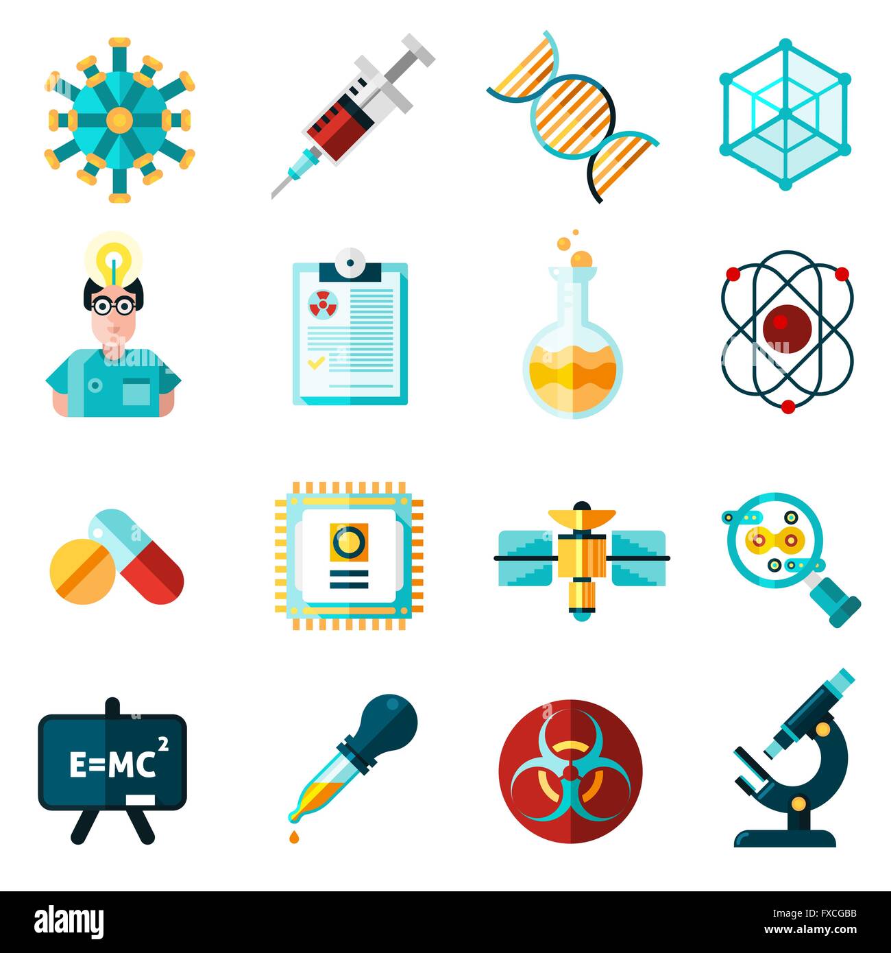 Science Icons Set Stock Vector Image & Art - Alamy