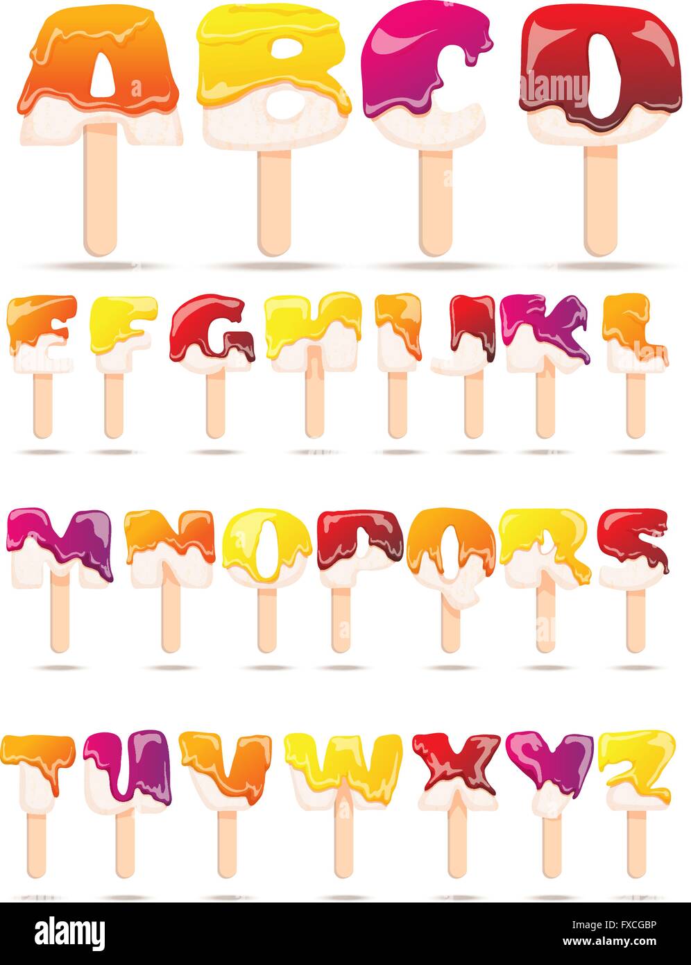Melting Ice Cream Alphabet Flat Banner Stock Vector Image & Art - Alamy