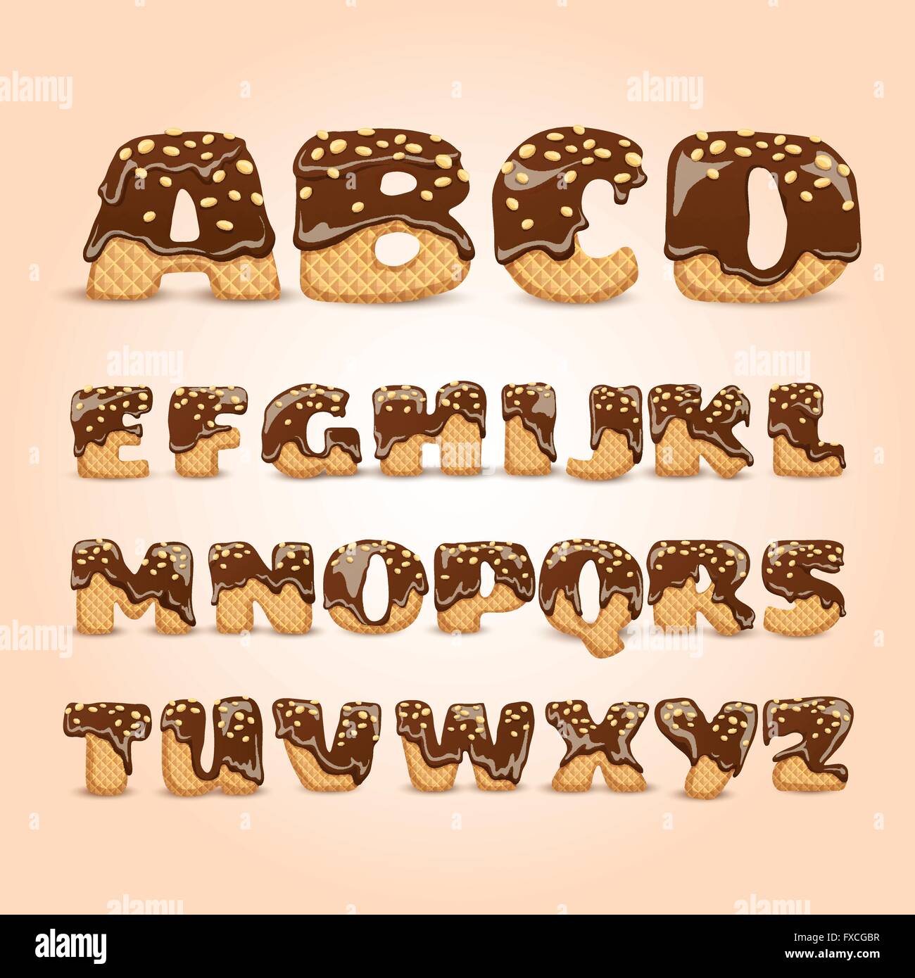 Frosted Chocolate Wafers Alphabet Letters Set Stock Vector Image & Art ...