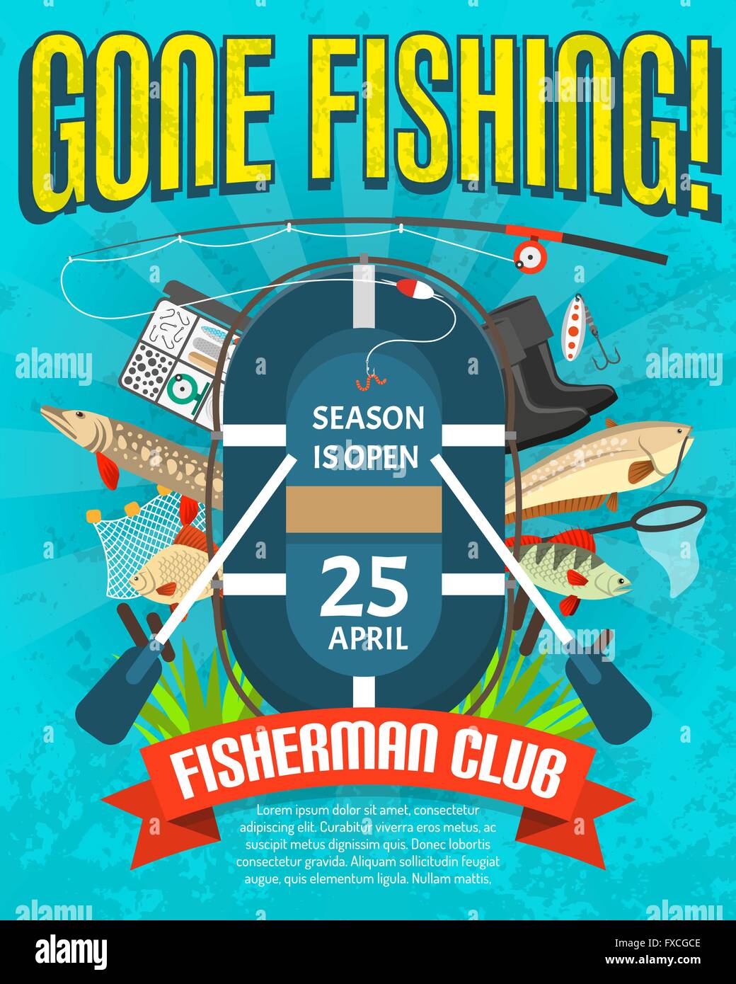 Fishing Poster With Date Of Season Opening Stock Vector Image & Art - Alamy