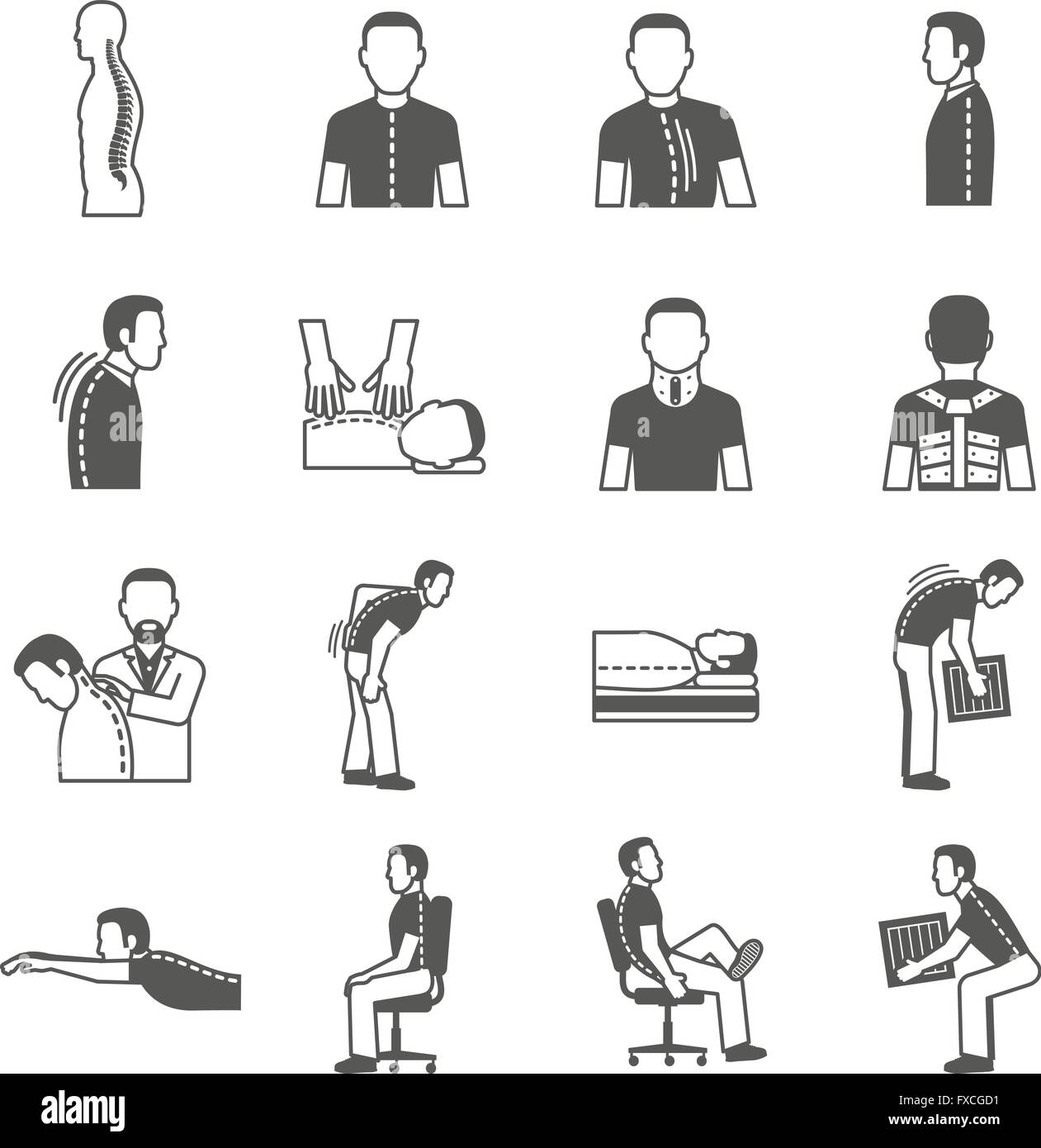 Spine Diseases Black Icons Stock Vector Image & Art - Alamy