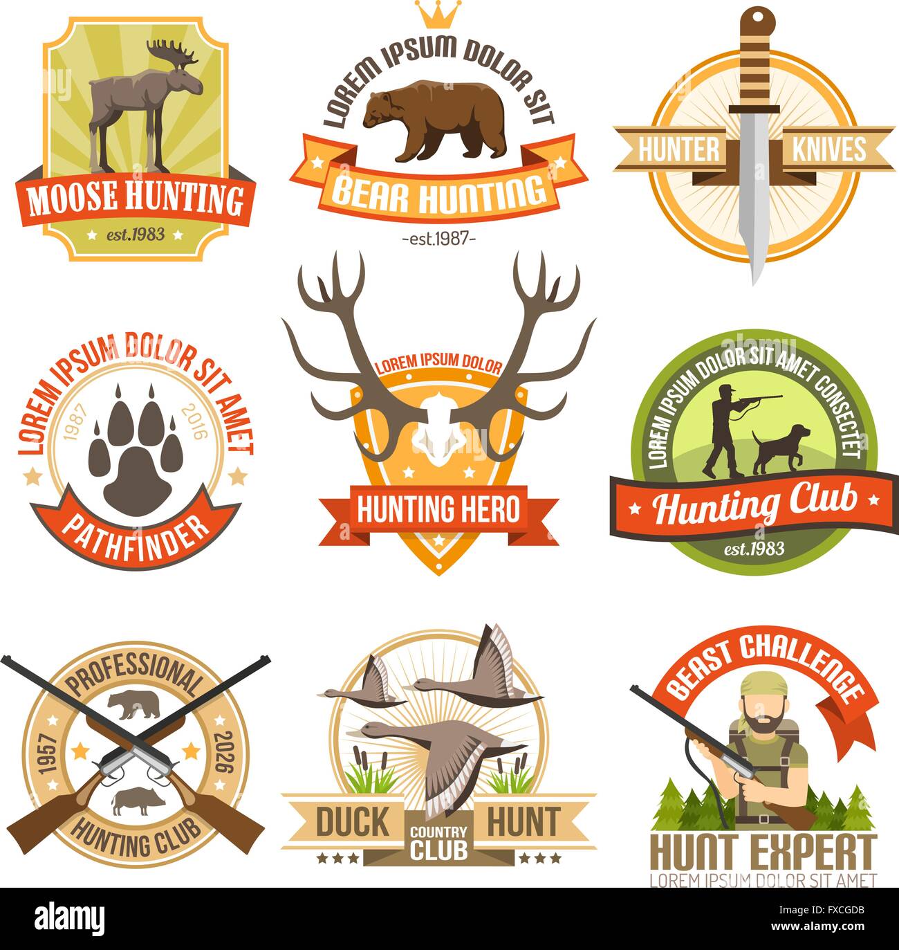 Hunting emblems hi-res stock photography and images - Alamy