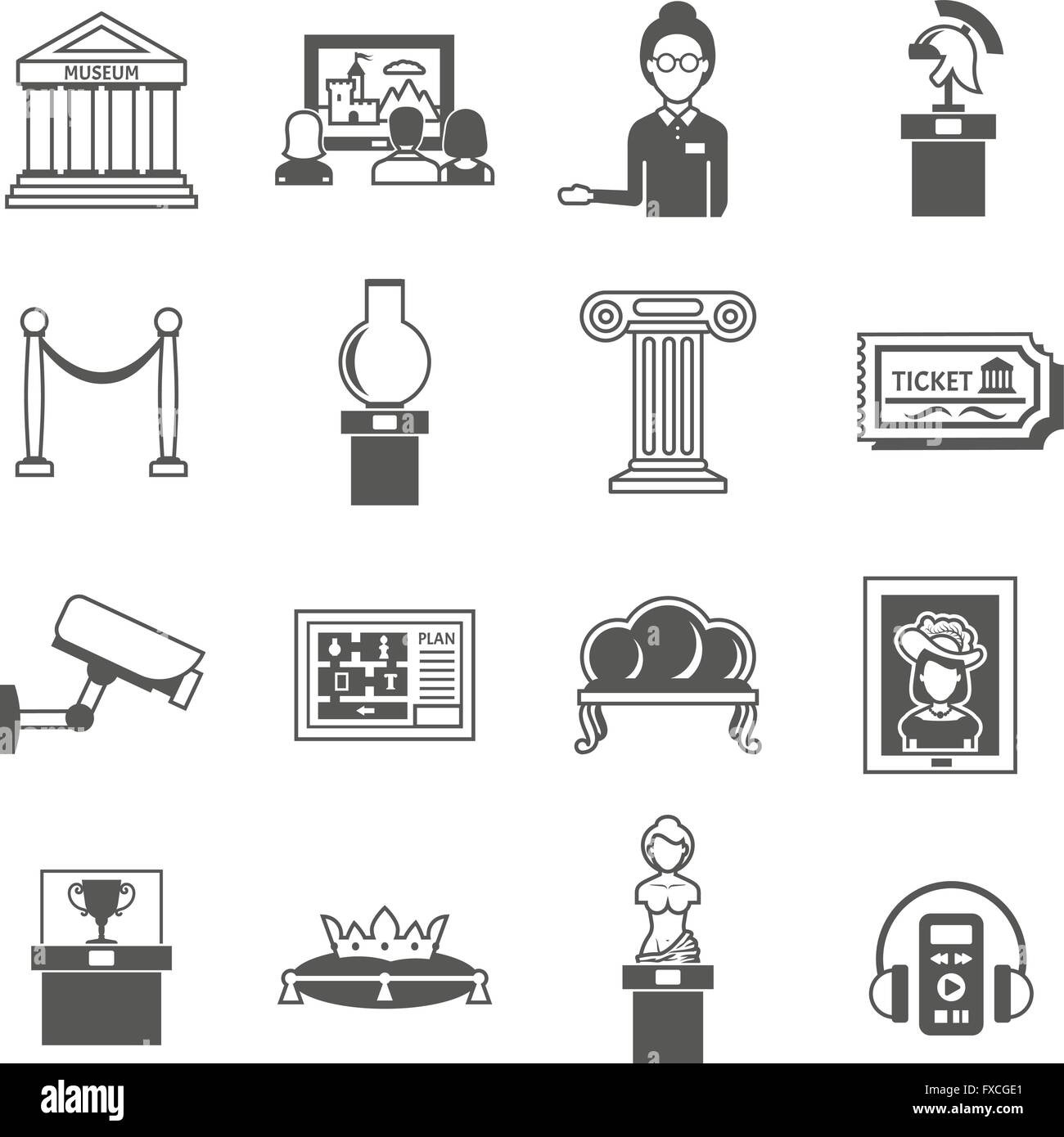 Museum Decorative Black Icons Set Stock Vector Image & Art - Alamy