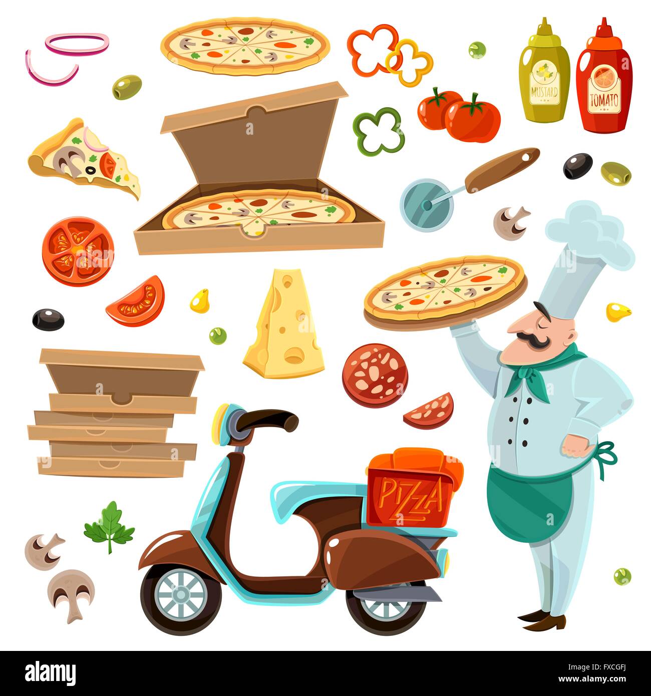 Pizza Cartoon Set Stock Vector Image & Art - Alamy
