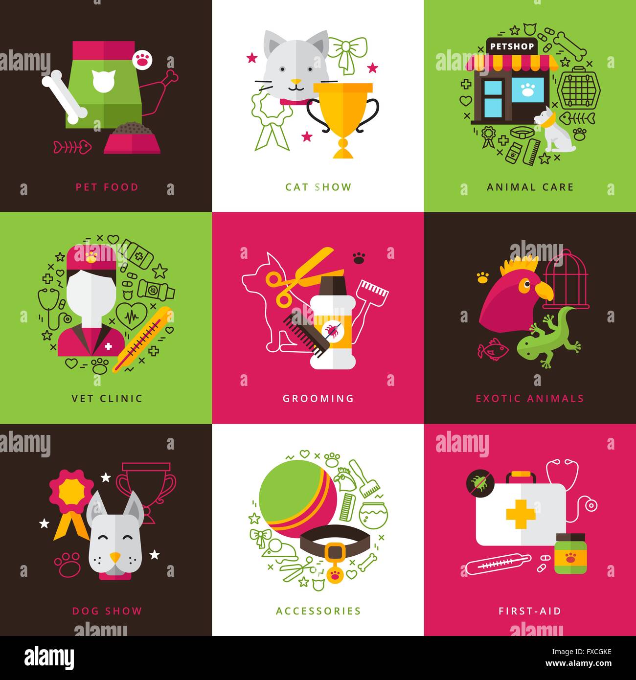 Veterinary Icons Compositions Stock Vector Image & Art - Alamy