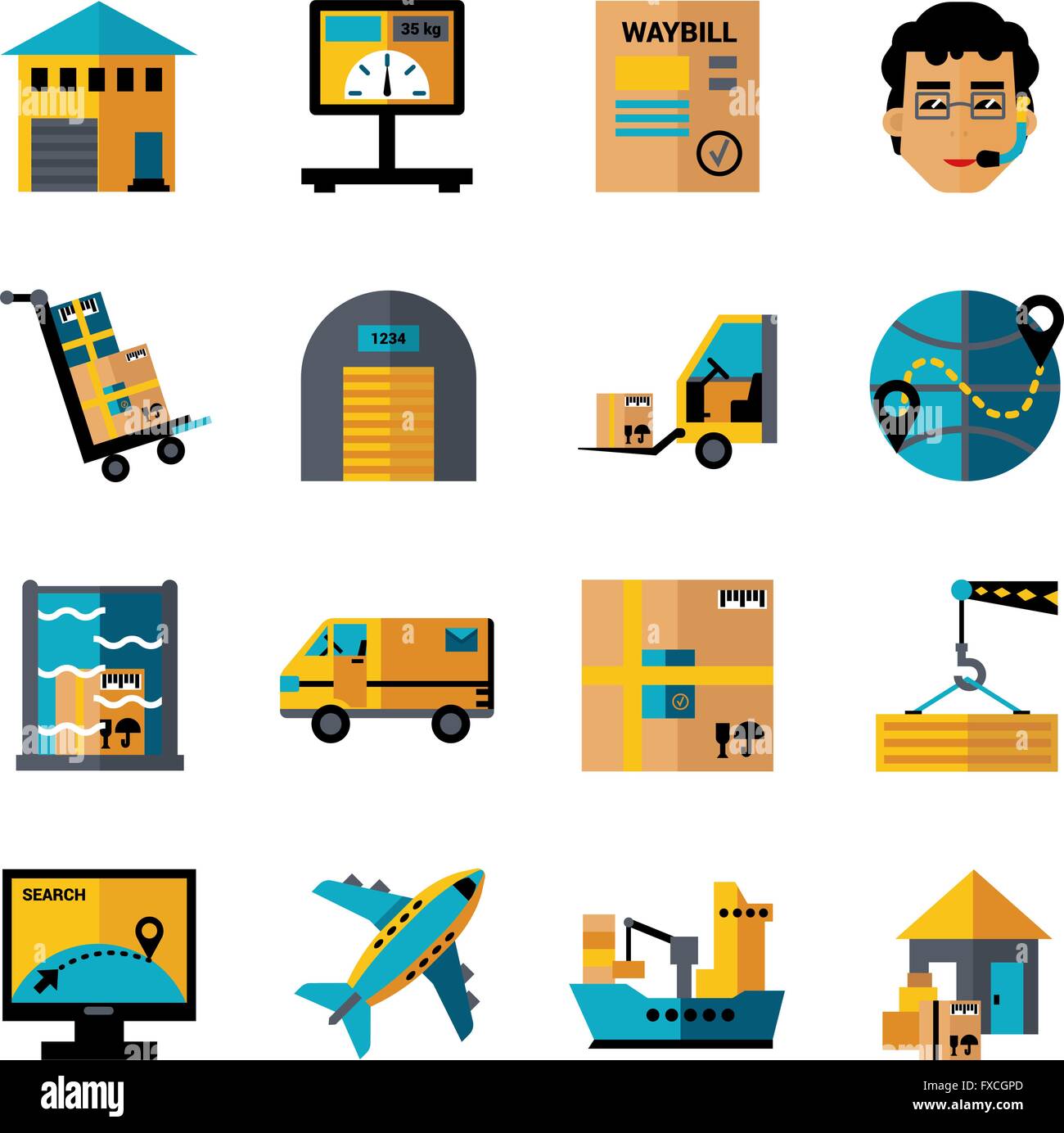 Logistics Color Icons Set Stock Vector Image & Art - Alamy