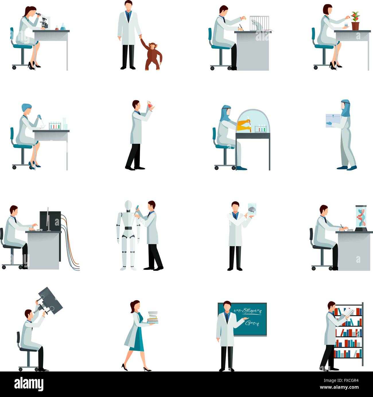 Scientist at computer at desk Cut Out Stock Images & Pictures - Alamy