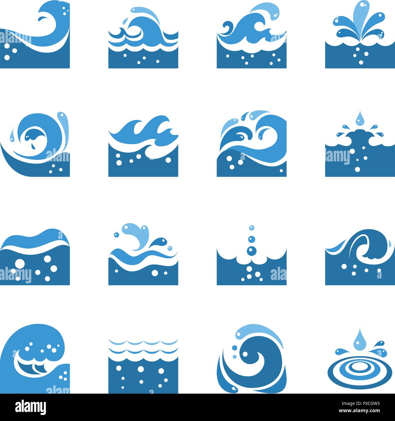 Blue Wave Icons Set Stock Vector Image & Art - Alamy