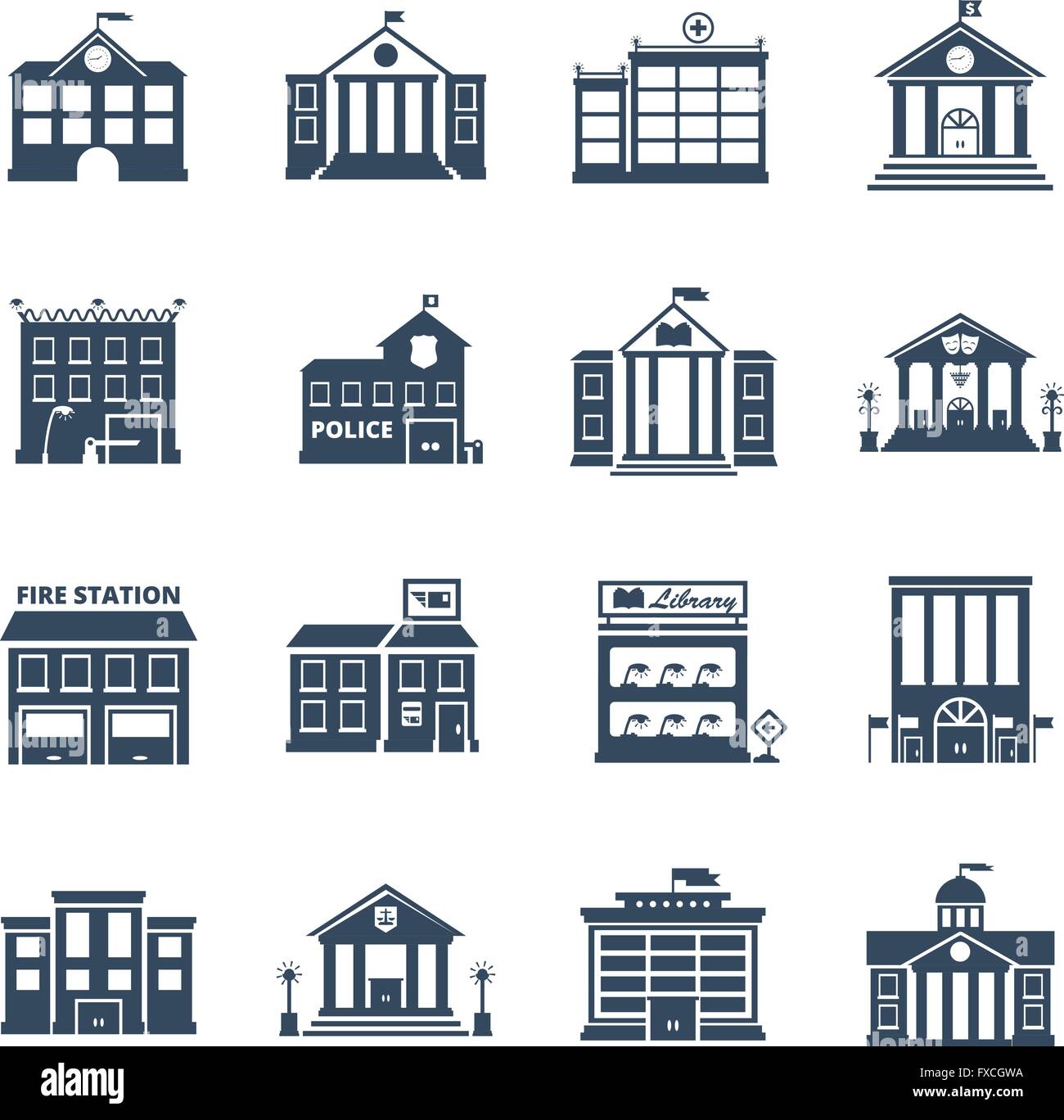 School university building set elements hi-res stock photography and ...