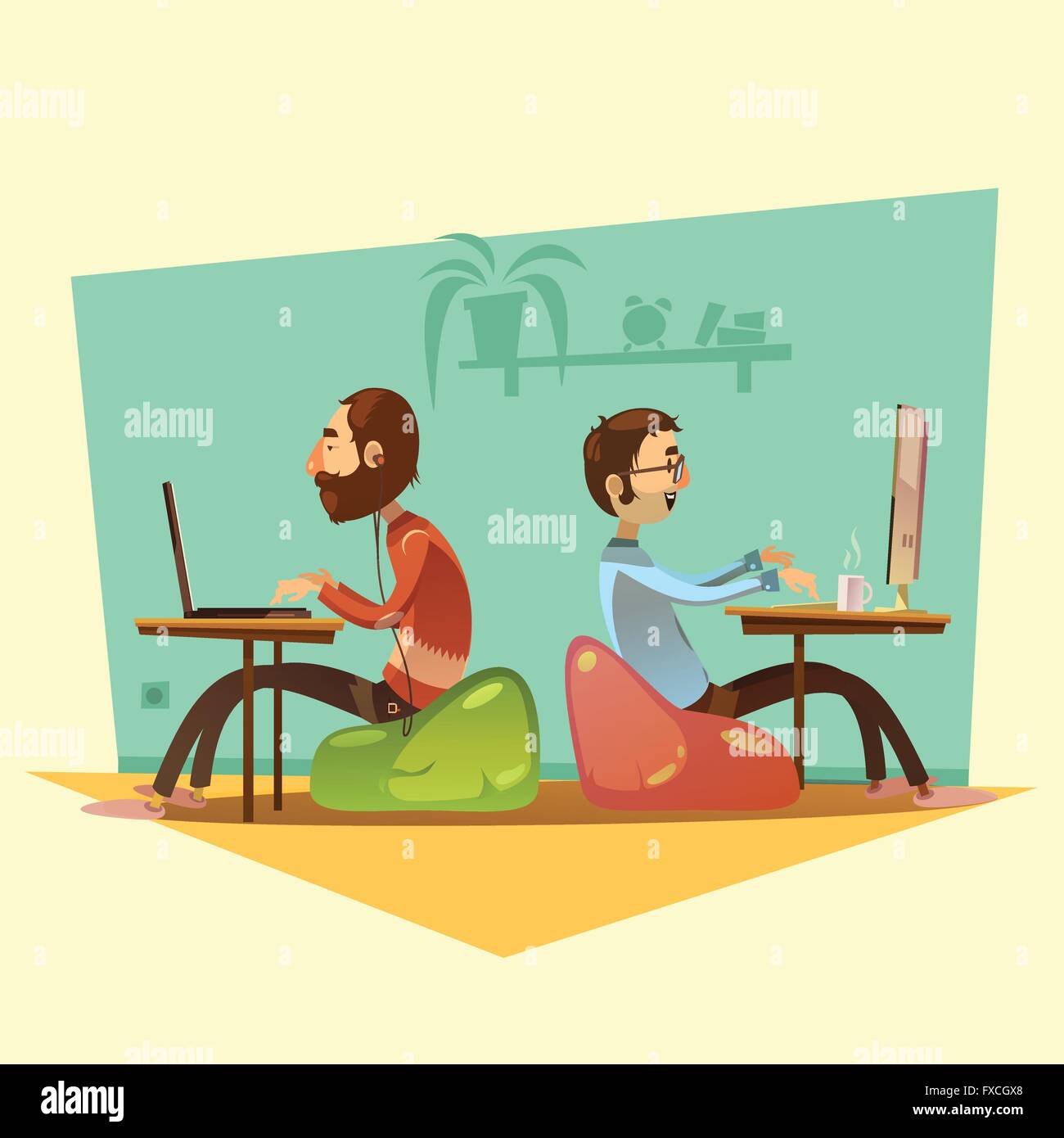 Coworking Cartoon Set Illustration Stock Vector Image & Art - Alamy