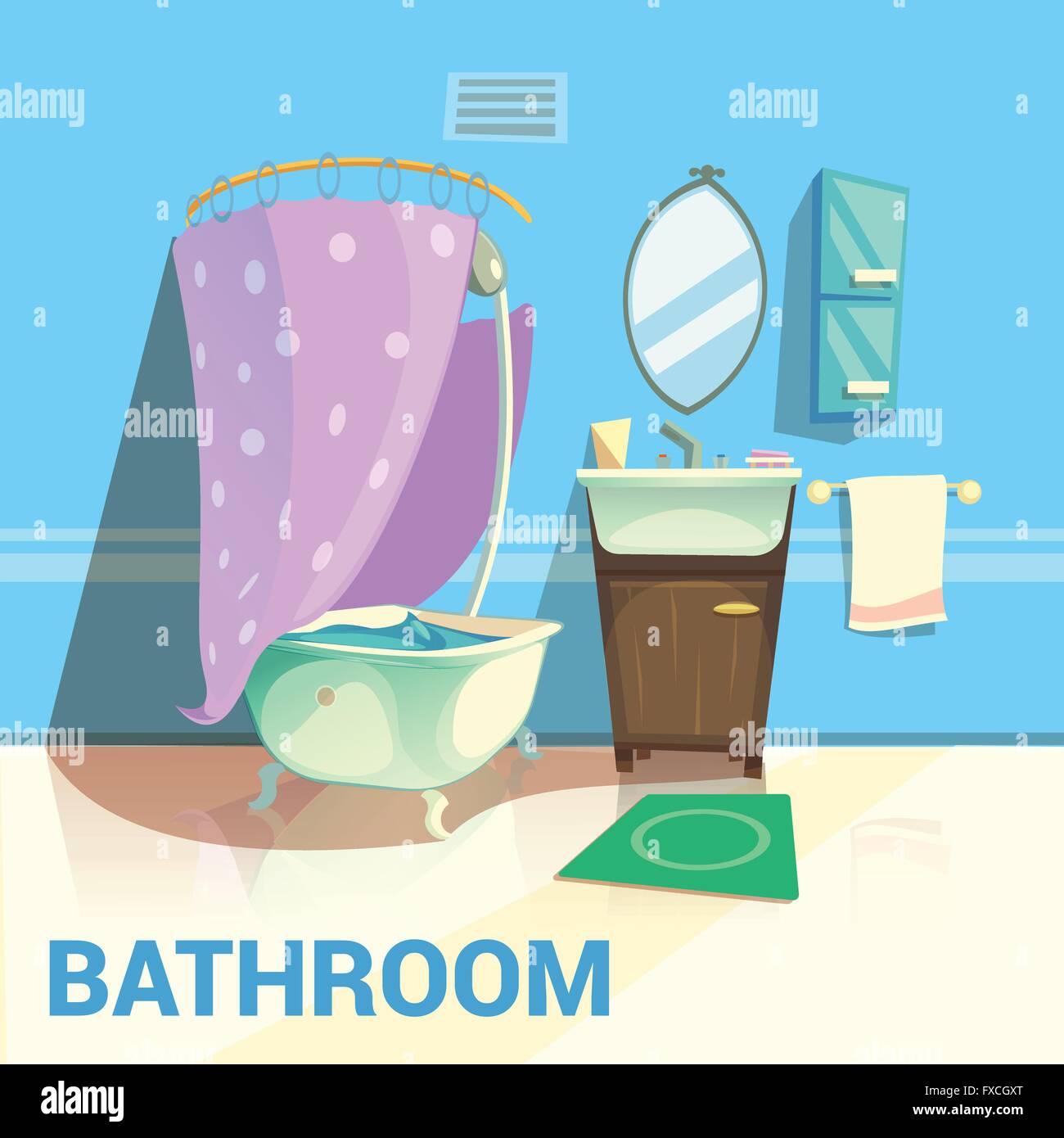Cleaning floor in bathroom Stock Vector Images - Alamy