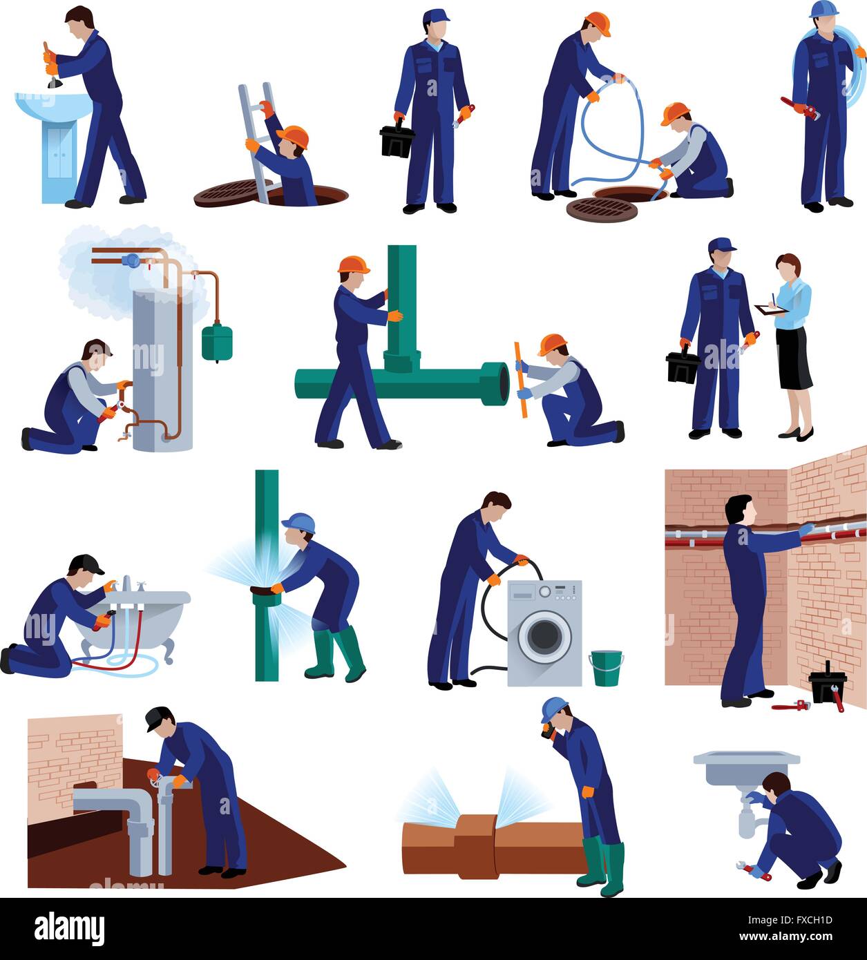 Plumber icons set Stock Vector Image & Art - Alamy