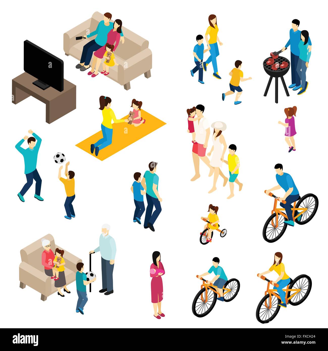 Family movie outdoors Stock Vector Images - Alamy