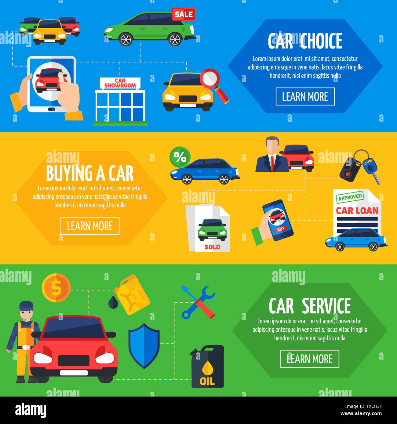 Car Dealership 3 Flat Banners Set Stock Vector Image & Art - Alamy