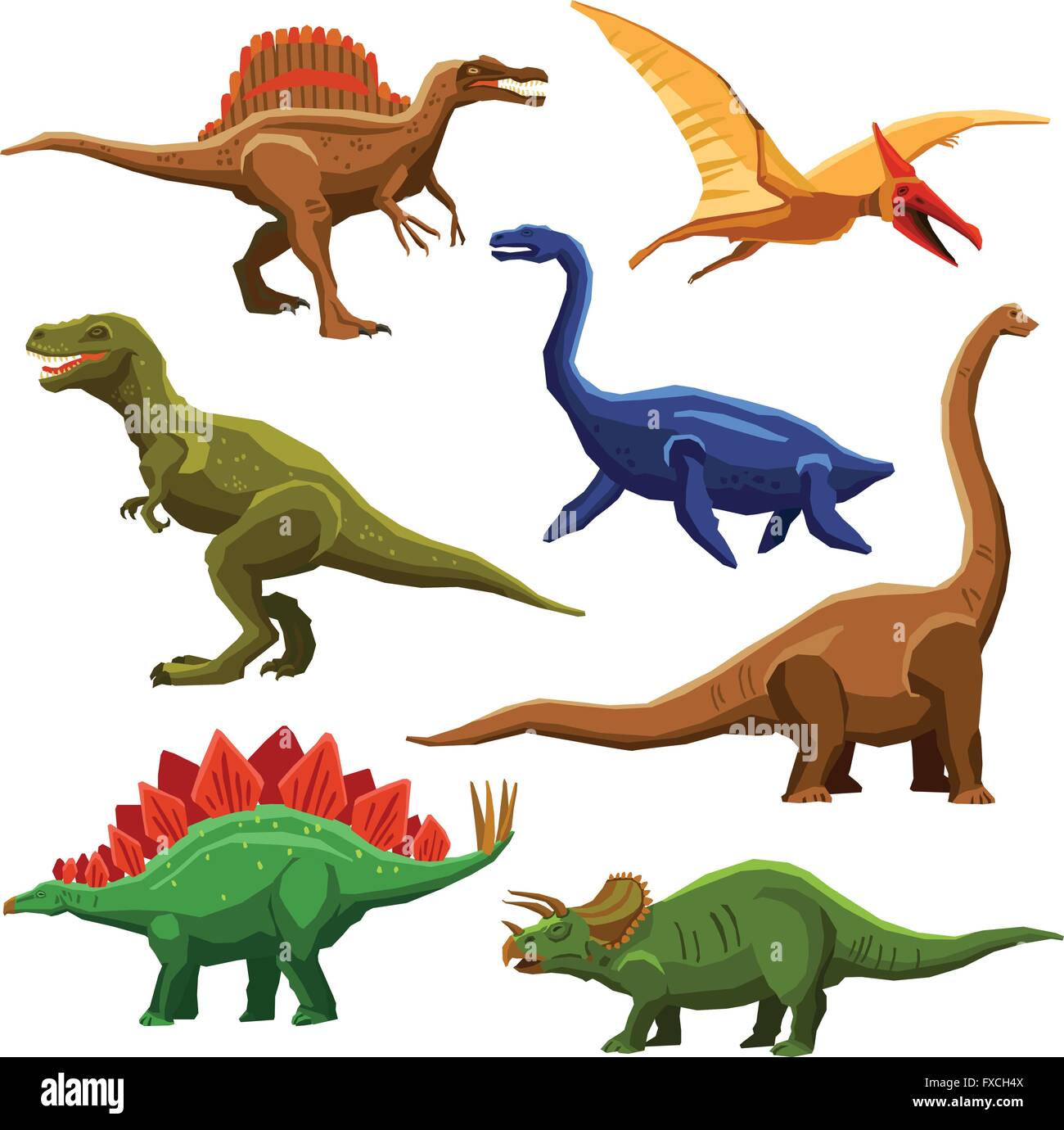 Dinosaurs Color Icons Iet Stock Vector Image & Art - Alamy