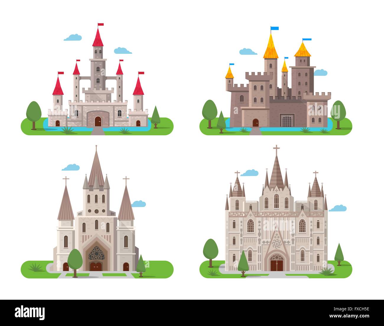 Castle fortress medieval village Stock Vector Images - Alamy