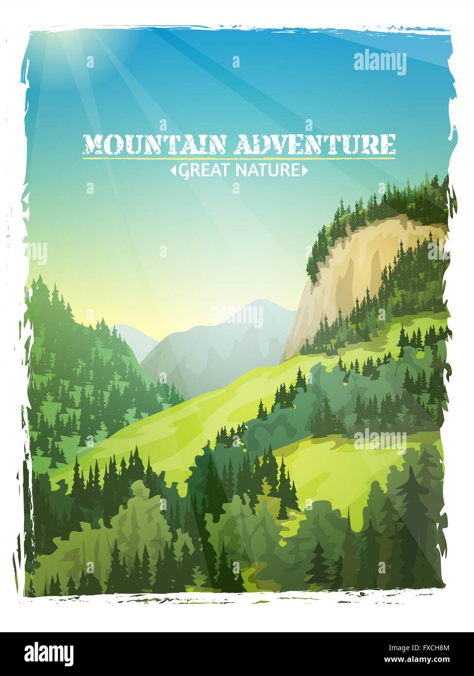 Panoramic mountain view morning Cut Out Stock Images & Pictures - Alamy