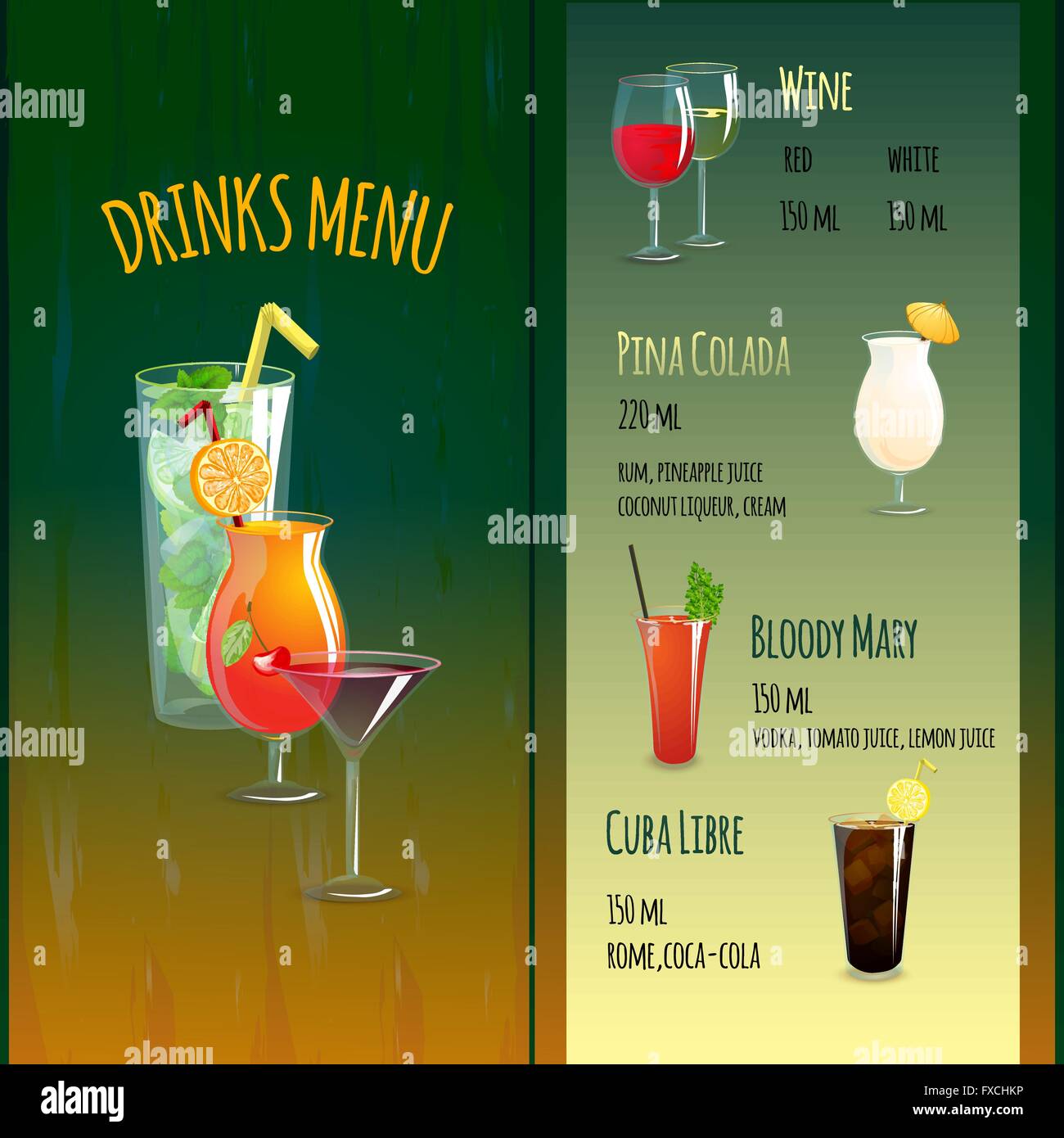 Cocktail Bar Menu Stock Vector Image & Art - Alamy