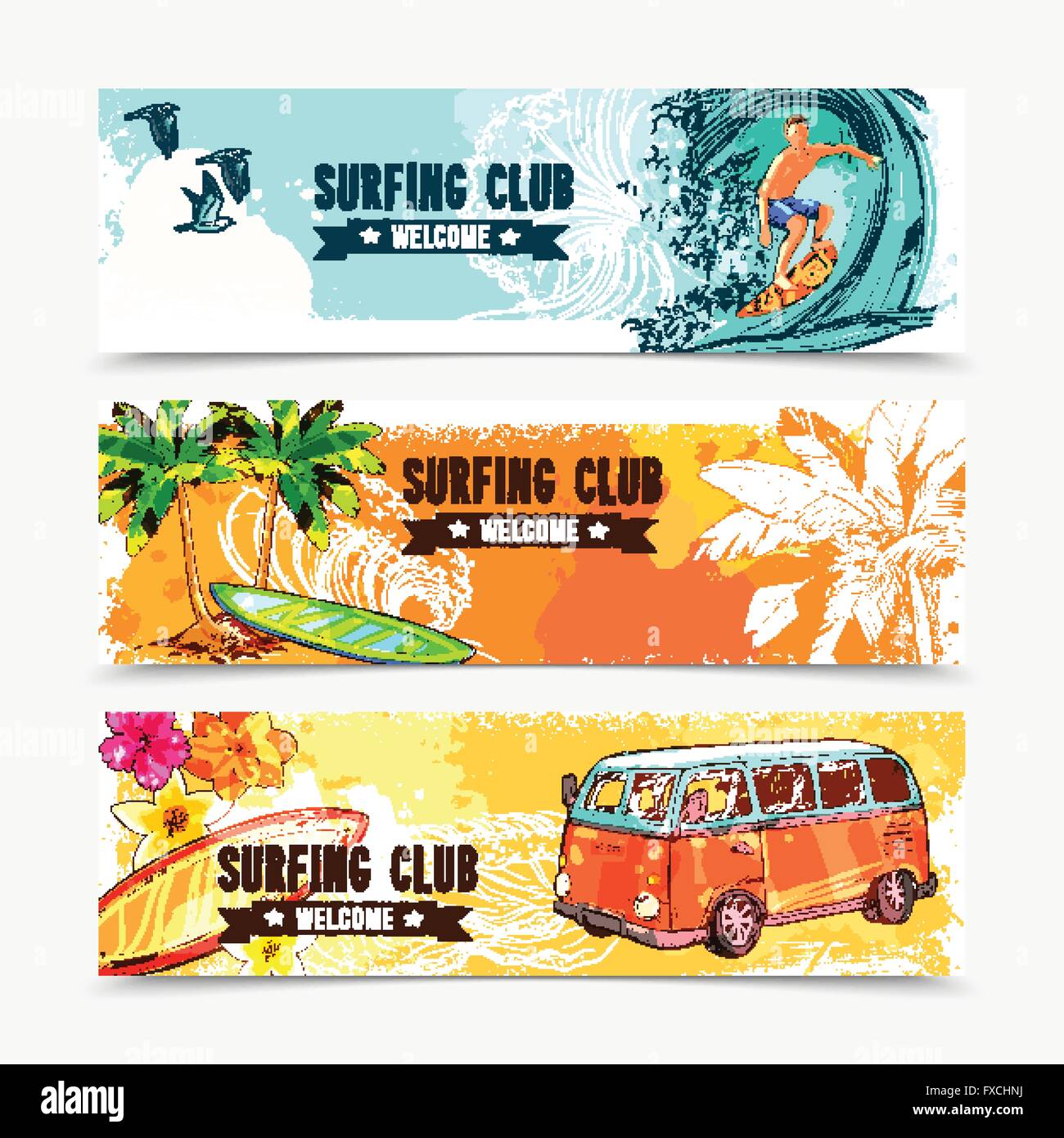 Surf Banner Set Stock Vector Image & Art - Alamy