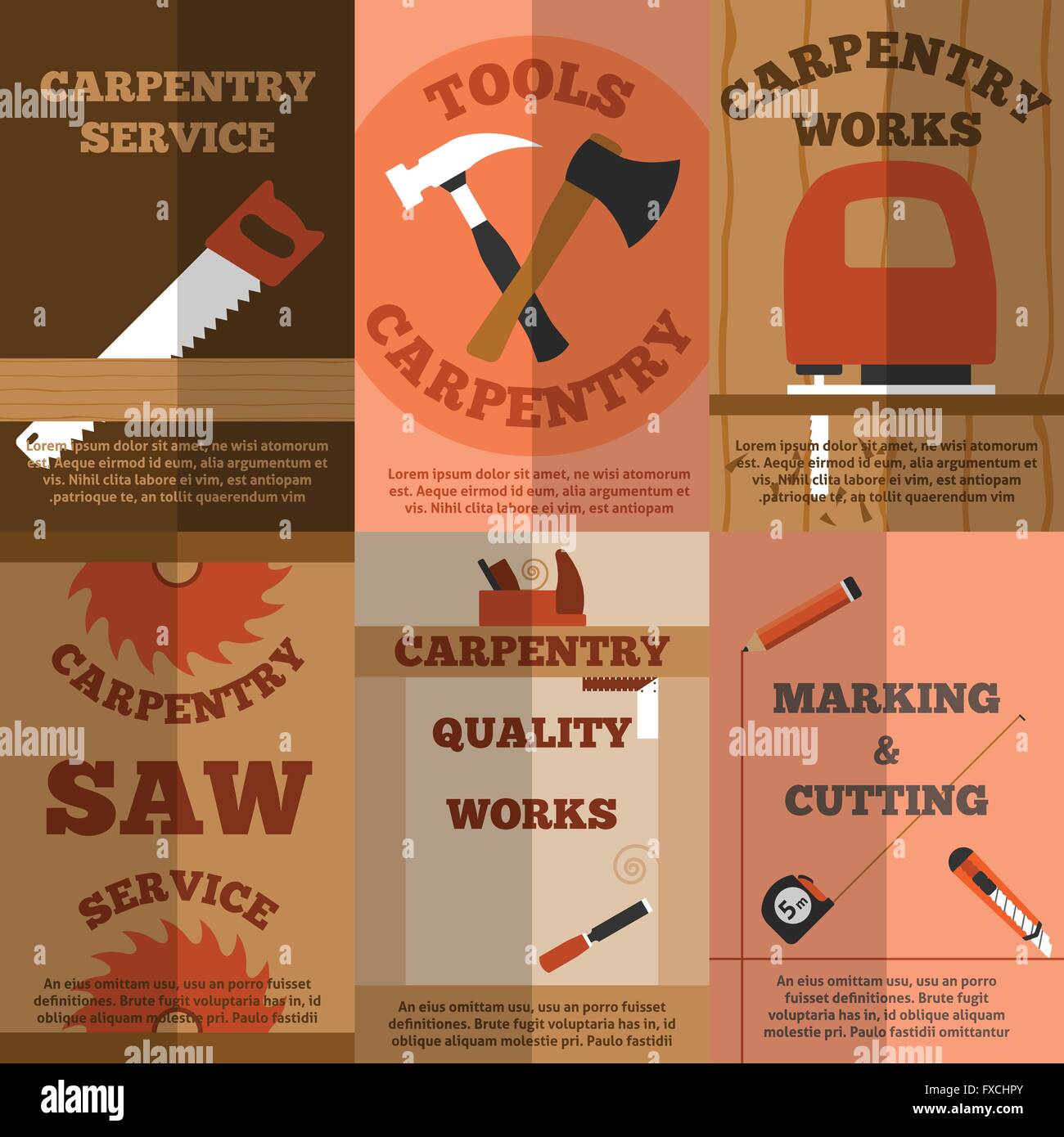 Carpentry 6 flat banners poster Stock Vector Image & Art - Alamy