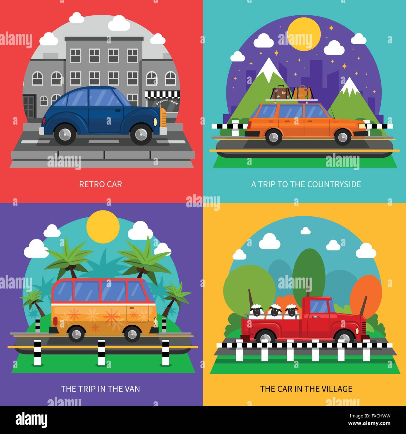 Cars Concept Icons Set Stock Vector Image & Art - Alamy
