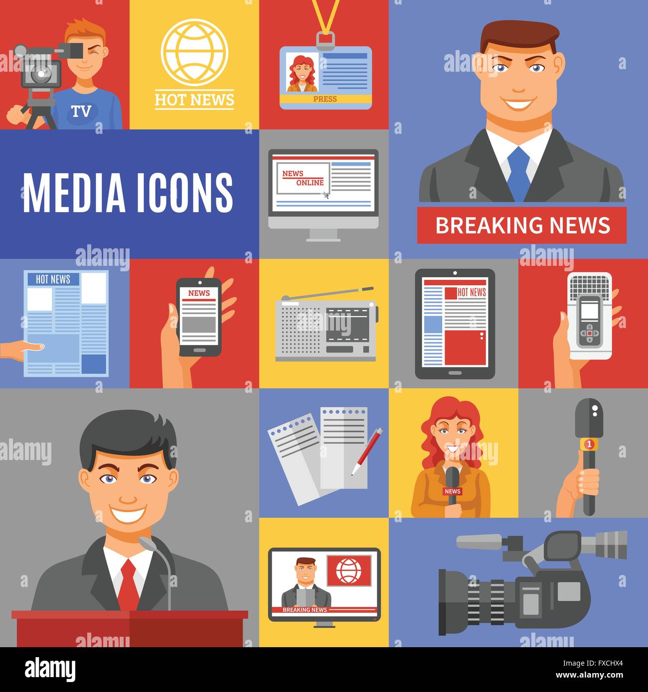 Journalism Icons Set Stock Vector Image & Art - Alamy